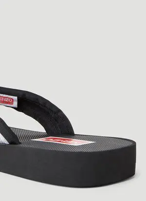 Kenzo Logo Patch Flip Flops - Black