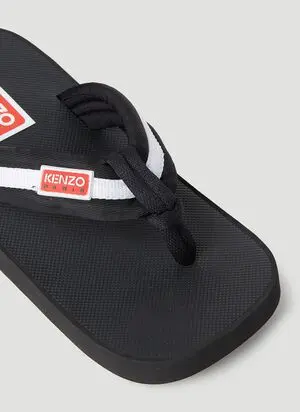 Kenzo Logo Patch Flip Flops - Black