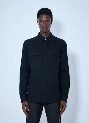 Rick Owens Wool Blend Overshirt - Black