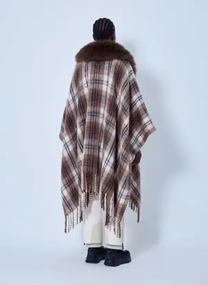 Moncler Shearling Collar Mohair, Alpaca & Wool Blend Cape