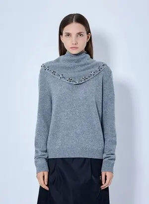 Prada Embroidered-scarf Cashmere Sweater