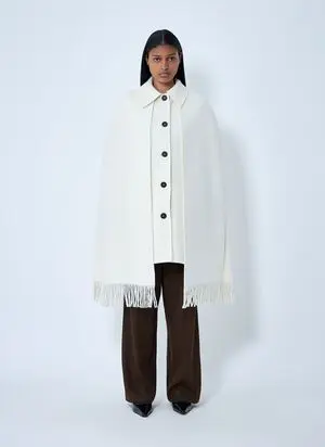 TOTEME Fringe Cape Coat - White
