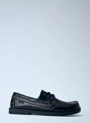 Camper Don Leather Boat Shoes - Black