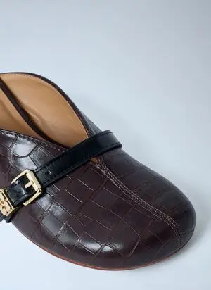 GANNI Sue Croc-embossed Heeled Mules