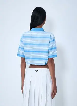 Prada Striped Polo Shirt With Drawstring Hem