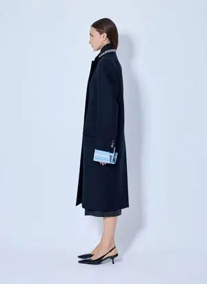 Prada Single-breasted Embroidered Double Wool Coat