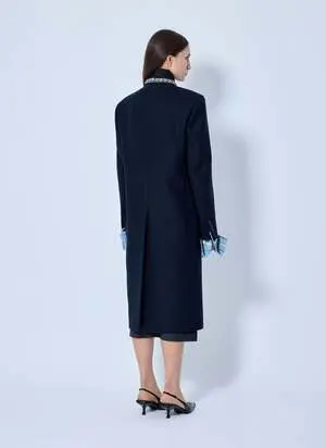 Prada Single-breasted Embroidered Double Wool Coat