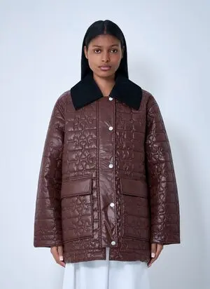 GANNI Quilted Jacket - Brown