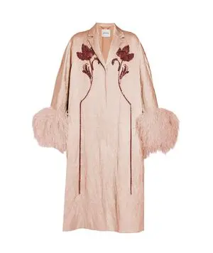 Erdem Embellished Textured Satin Coat