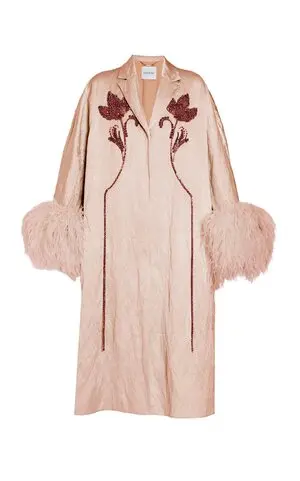 Erdem Embellished Textured Satin Coat