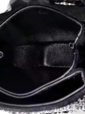 Valentino Garavani One Stud Chain Flap Bag Crystal Embellished Suede Micro Shoulder Bag