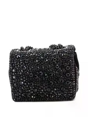 Valentino Garavani One Stud Chain Flap Bag Crystal Embellished Suede Micro Shoulder Bag