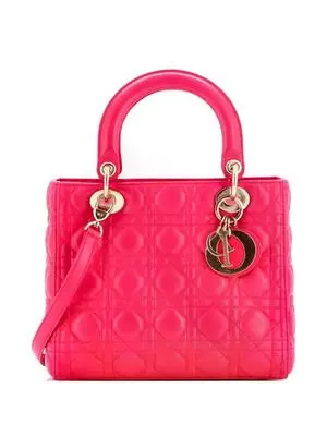 Dior Lady Bag Cannage Quilt Lambskin Medium Satchel - Pink