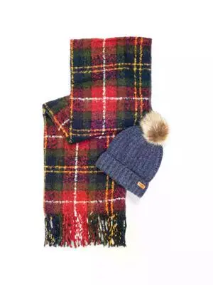 Barbour Tartan Check Beanie Hat And Scarf Set