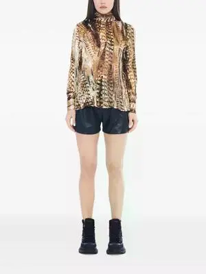 TESSITURA Flames Feather-print Silk Blouse
