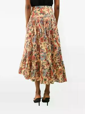 Cara Cara Floral-print Tiered Midi Skirt