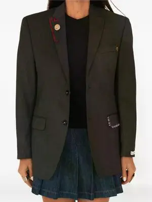THE DIVINE REBEL COLLECTIVE X Alfani Slogan-print Embroidered Blazer - Grey