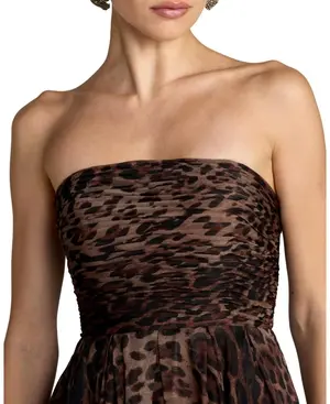 Mac Duggal Strapless A-line Chiffon Midi Dress