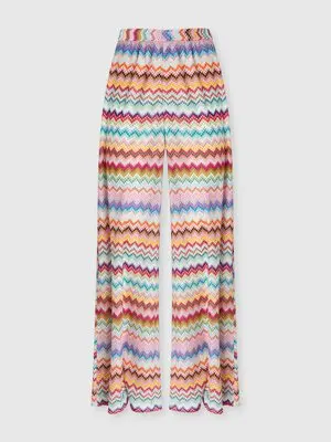 Missoni Beach Cover-up Pants In Lamé Viscose With Pixel-effect Zigzag Pattern - Multicoloured