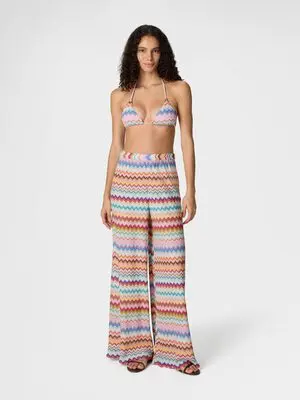 Missoni Beach Cover-up Pants In Lamé Viscose With Pixel-effect Zigzag Pattern