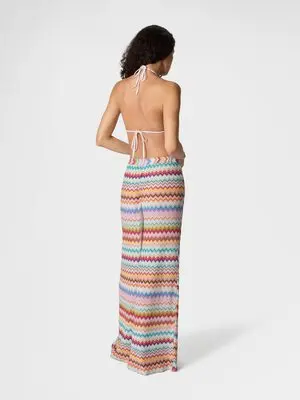Missoni Beach Cover-up Pants In Lamé Viscose With Pixel-effect Zigzag Pattern