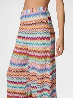 Missoni Beach Cover-up Pants In Lamé Viscose With Pixel-effect Zigzag Pattern