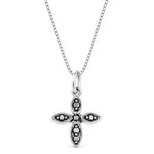 UNALOE Floral Cross Pendant Necklace – Sterling - Silver