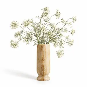 SAÉA Hand-carved Peach Ivory Onyx Column Vase - Brown