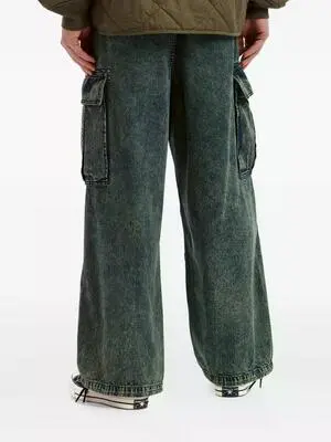 FINGERCROXX Acid-wash Effect Cargo-pockets Jeans