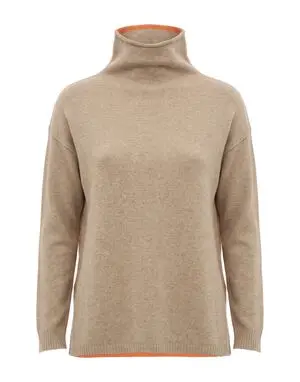 ARAGONA Turtleneck Taupe Size Cashmere