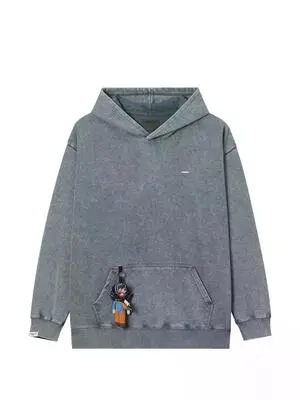 MUSIUM DIV. Acid-wash Logo-embossed Hoodie - Grey