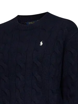 Polo Ralph Lauren Crewneck Cable-knit Wool And Cashmere Sweater In Nav