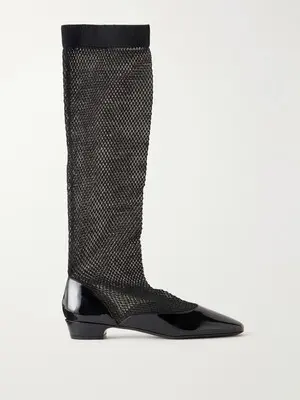 HERBERT LEVINE All That Jazz 25 Mesh-trimmed Patent Leather Boots