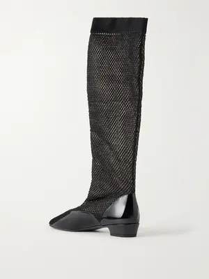 HERBERT LEVINE All That Jazz 25 Mesh-trimmed Patent Leather Boots