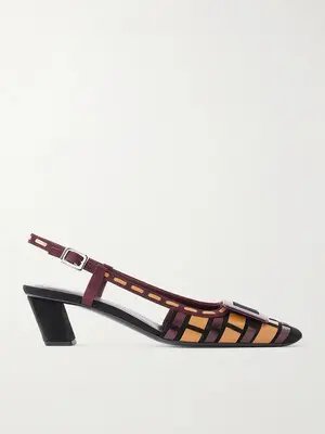 ROGER VIVIER Belle Vivier 45 Woven Leather Slingback Pumps