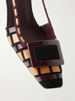 ROGER VIVIER Belle Vivier 45 Woven Leather Slingback Pumps