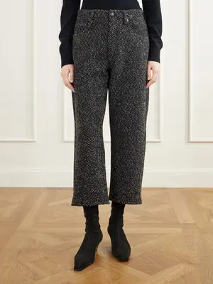 R13 X-bf Cropped Wool-blend Tweed Wide-leg Pants
