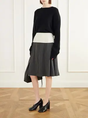 MFPEN Committee Pinstriped Checked Seersucker Midi Skirt
