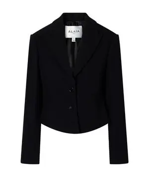 Alaïa Cropped Wool-felt Blazer - Black
