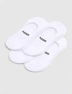 Cozy Earth Essential No Show Socks 4-pack White
