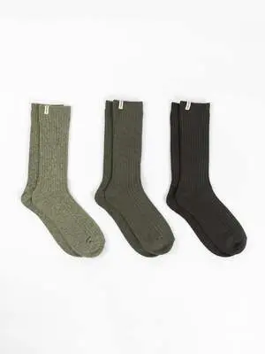 Cozy Earth Plush Lounge Calf Socks 3-pack Pine/olive/juniper