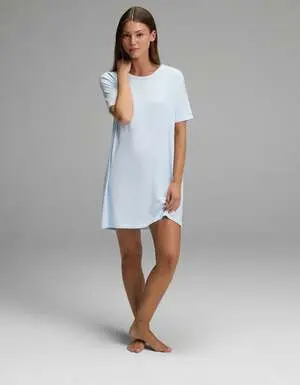 Cozy Earth Bamboo Rib-knit Boyfriend Sleep Dress - Frost