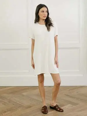 Cozy Earth Bamboo Rib-knit Boyfriend Sleep Dress Ivory
