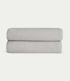 Cozy Earth Waffle Bath Towels - Light Grey