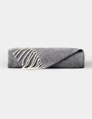 Cozy Earth Bamboo Herringbone Tassel Throw - Shadow