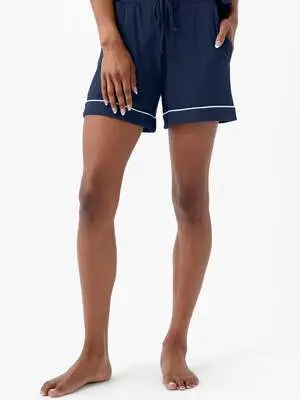 Cozy Earth Bamboo Rib-knit Classic Pajama Shorts - Eclipse