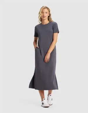 Cozy Earth Brushed Bamboo Midi Dress - Graphite