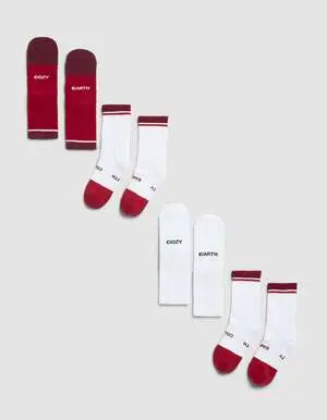 Cozy Earth Essential Calf Socks 4-pack - Crimson