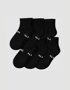 Cozy Earth Essential Quarter Socks 6-pack - Black