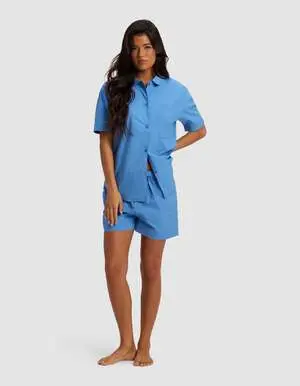 Cozy Earth Sutton Short Sleeve Shirt Pajama Set - Saddle